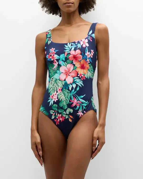 Tommy Bahama Women's Island Cays Cabana Tie Front One Piece Swimsuit - Citrus Coral